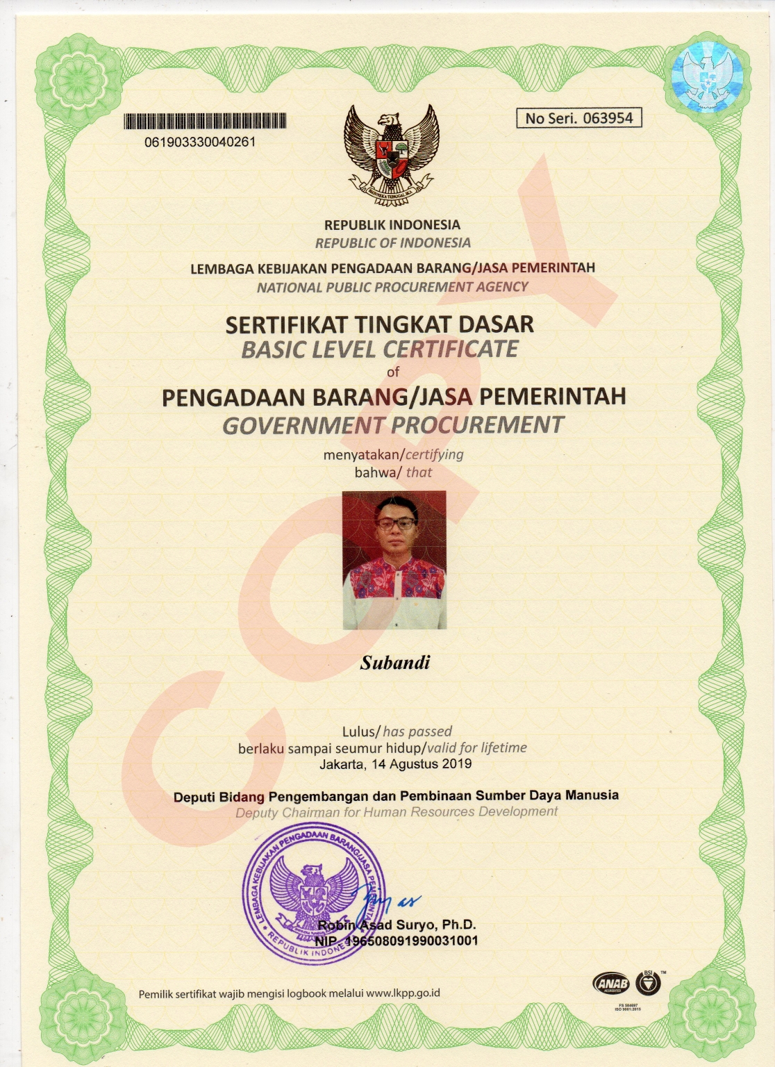 Ujian Sertifikasi PBJ Level 1 Disertai Bimtek Pengadaan Barang Dan Jasa Pemerintah | LINTASDIKLAT